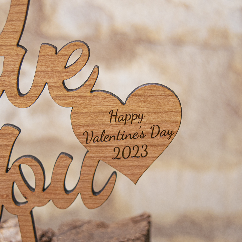 Wooden I Love You Cake Topper | The Happy Gift Makers