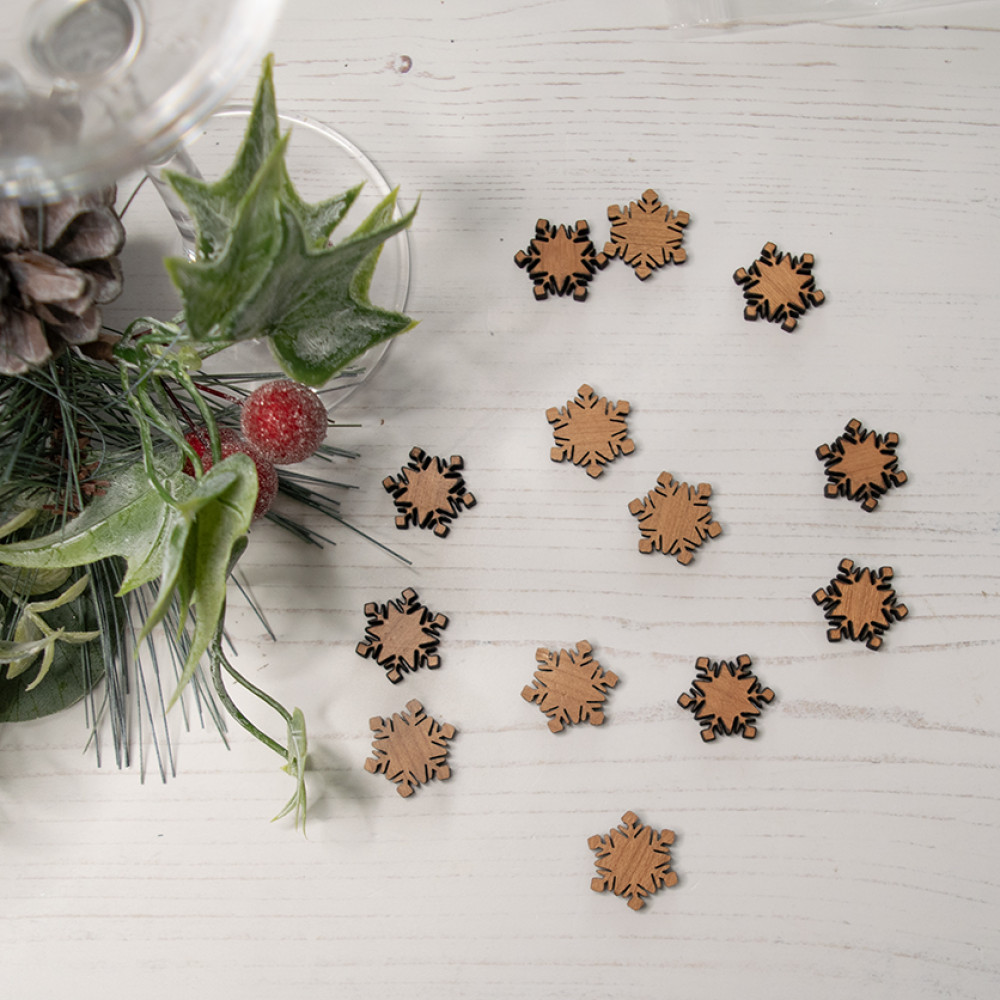 Wooden Snowflake Table Confetti | The Happy Gift Makers