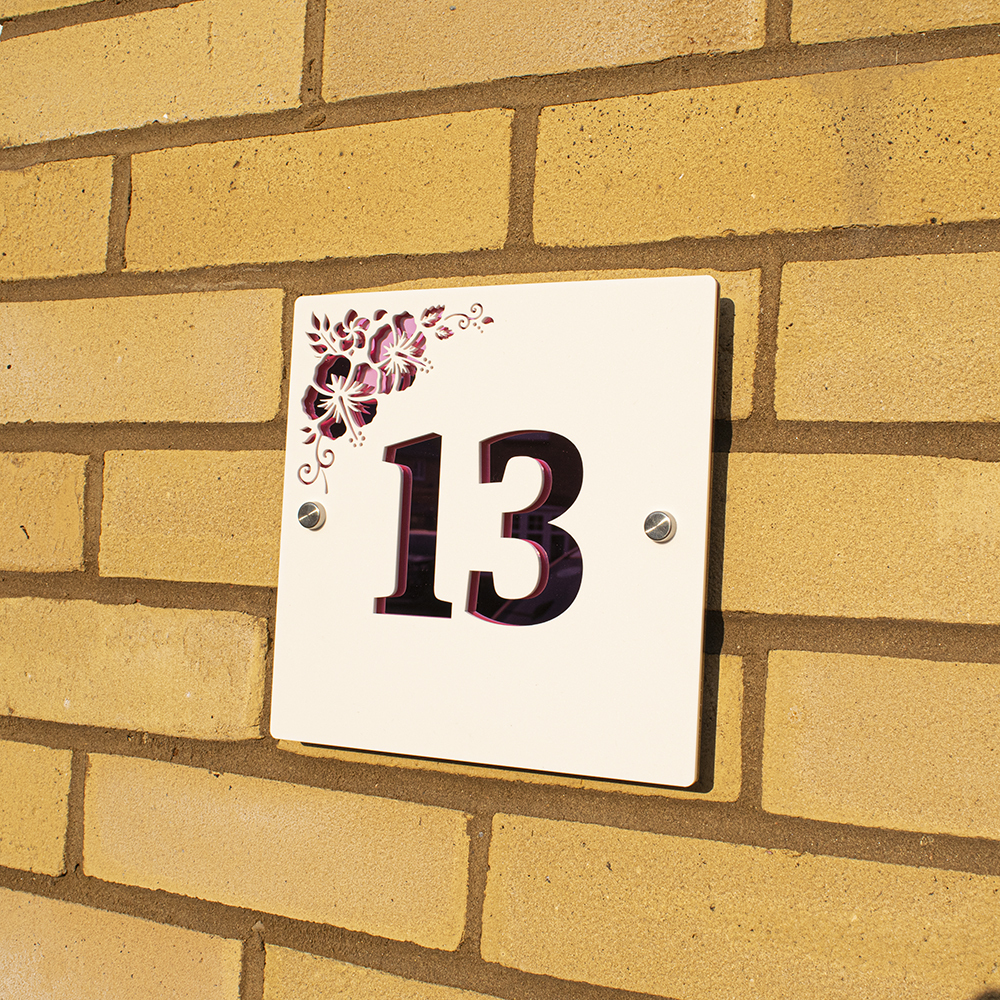 Contemporary Floral House Number Sign | The Happy Gift Makers