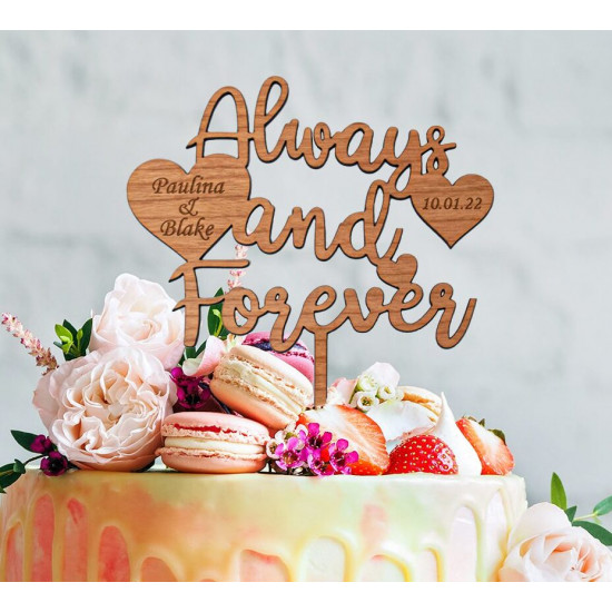 Wooden Wedding Cake Topper - Always and Forever | The Happy Gift Makers