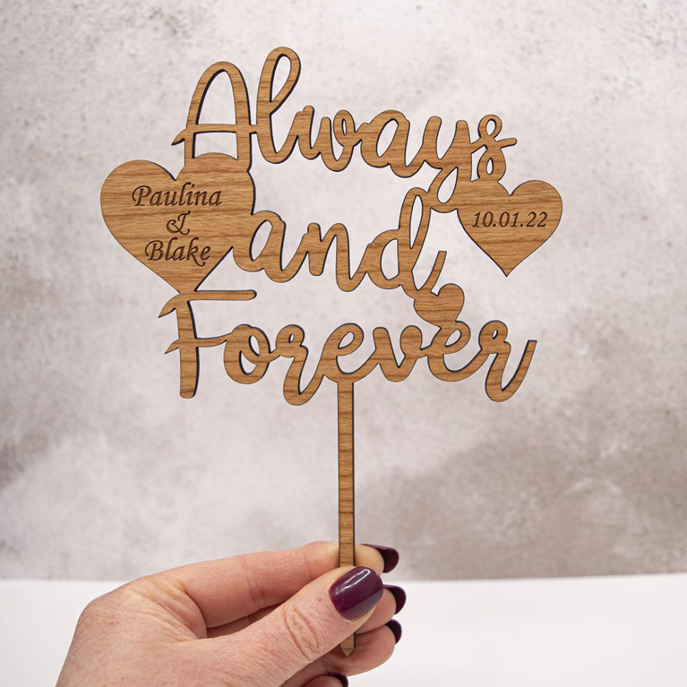 Wooden Wedding Cake Topper - Always and Forever | The Happy Gift Makers