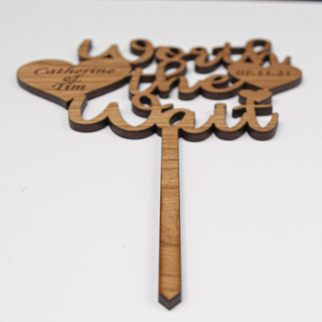 Wooden Wedding Cake Topper - Worth the Wait | The Happy Gift Makers